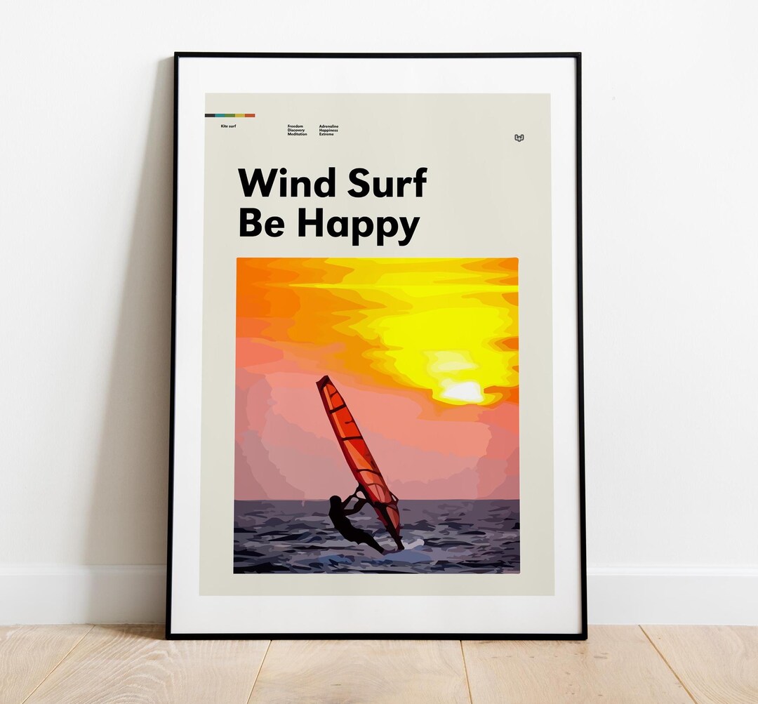 Wind Surf Be Happy Windsurfing Poster - Etsy