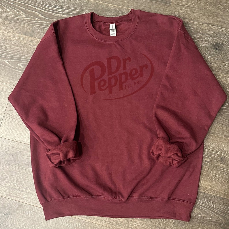 Dr. Pepper Sweatshirt, Maroon HTV Vinyl, Gildan Unisex Crewneck - Etsy