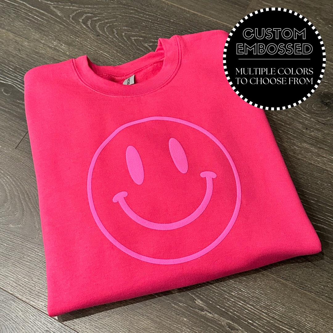 Smiley Face Custom Puff Print, Embossed Print, Teen Sweatshirt ...