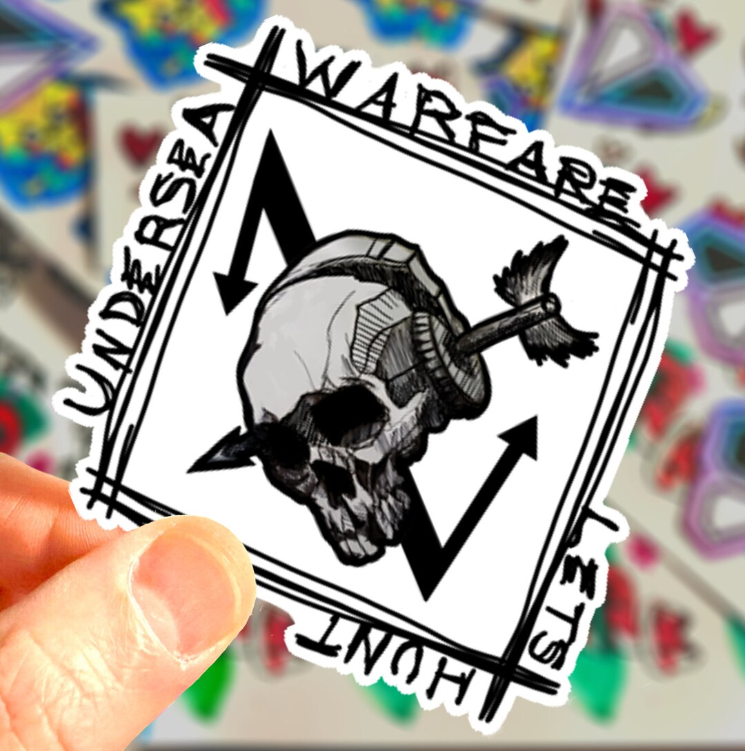 Navy Undersea Warfare Sticker. SONAR Skull, and Headphones for ASW and ...
