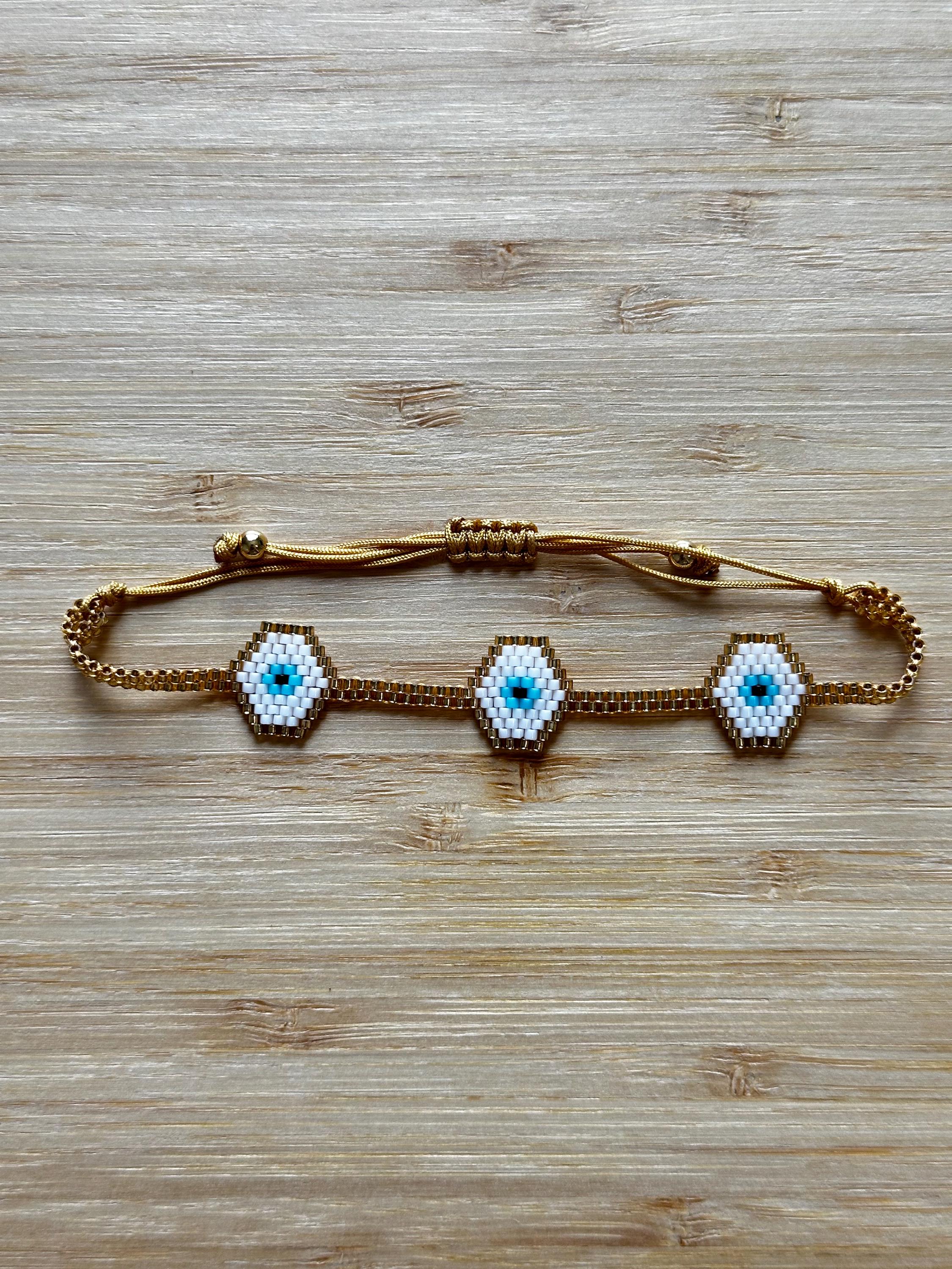 Evil Eyes Bracelet, Lucky Evil Eyes Bracelet, Miyuki Turskish Eyes ...