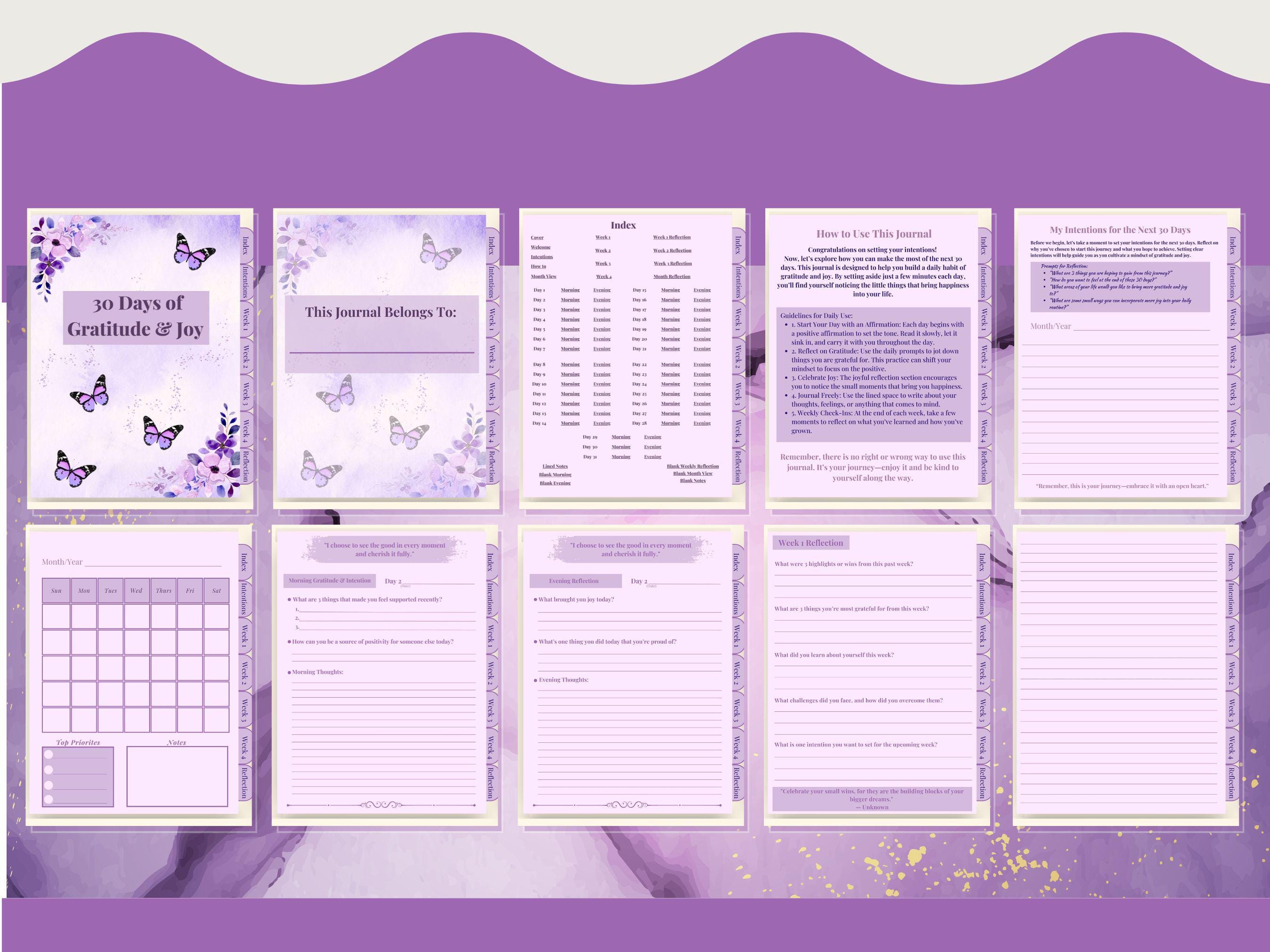 30 Days of Gratitude & Joy Digital Journal Daily Reflection Guided ...