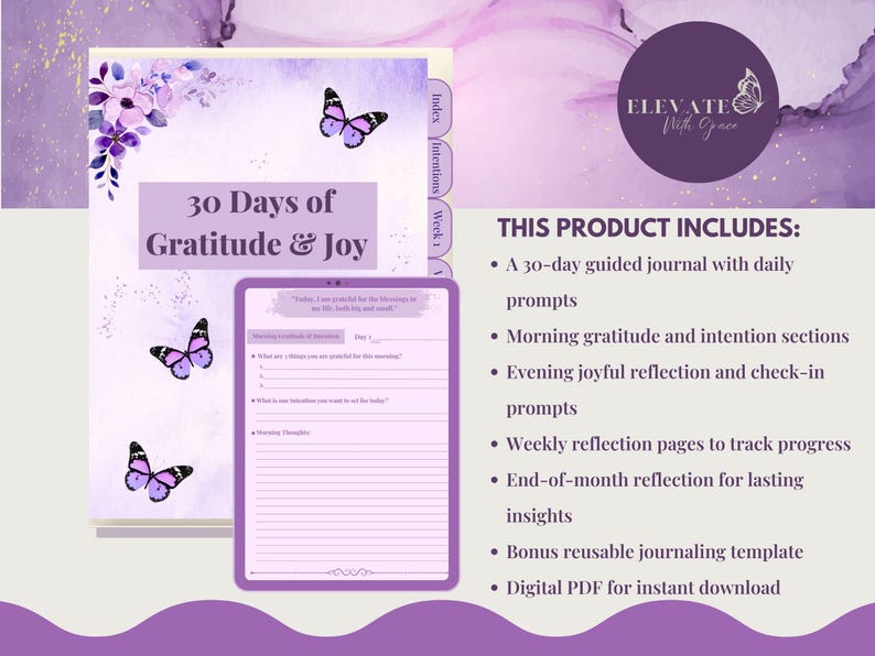 30 Days of Gratitude & Joy Digital Journal Daily Reflection Guided ...