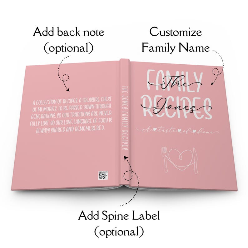 Personalized Family Recipe Book, Custom Cookbook Name Recipe Book ...