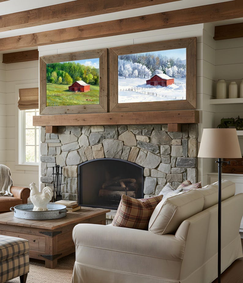Farm Life Watercolor Prints | Red Barn Spring Summer Fall Winter Art ...