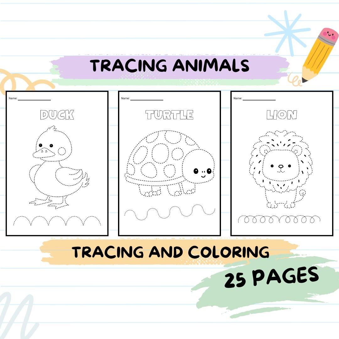 I Can Trace and Color Animals Printable Worksheet, Preschool Worksheets ...