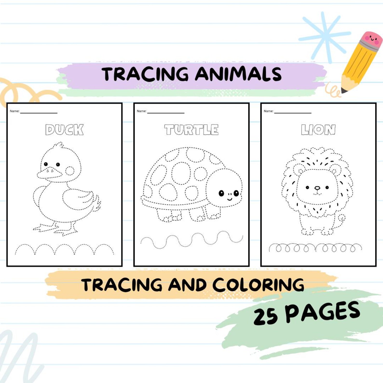 I Can Trace and Color Animals Printable Worksheet, Preschool Worksheets ...