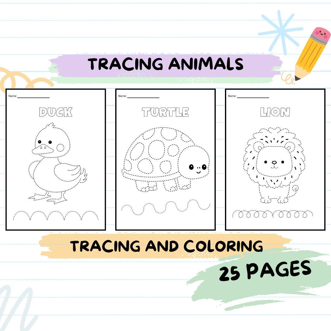 I Can Trace and Color Animals Printable Worksheet, Preschool Worksheets ...