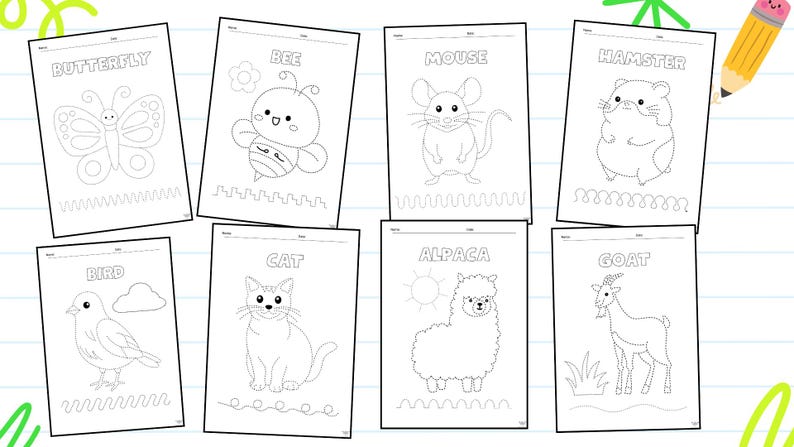Farm Animals Coloring Pages, Color and Trace, Farm Animal Trace, Farm ...