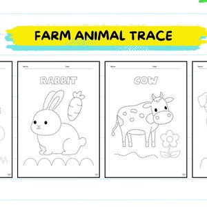 Farm Animals Coloring Pages, Color and Trace, Farm Animal Trace, Farm ...