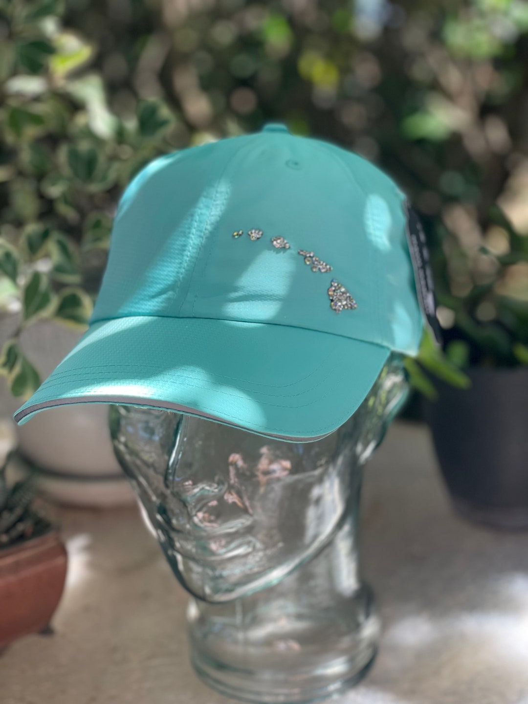 Aqua , Dry Fit Island Chain Baseball Cap With Swarovski Crystals - Etsy