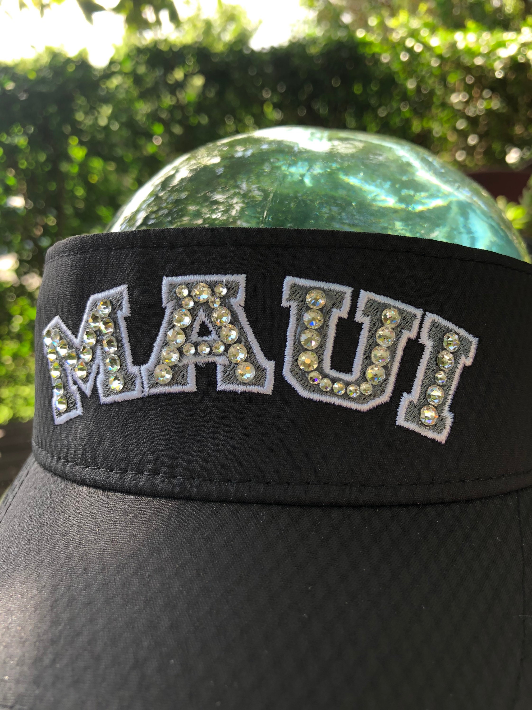 Black Maui-inspired, Maui-blinged Visor With Swarovski Crystals - Etsy