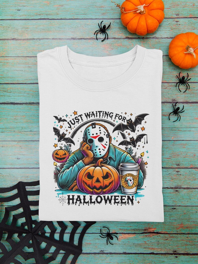Jason Voorhees Just Waiting for Halloween, Halloween T-shirt, Iconic ...