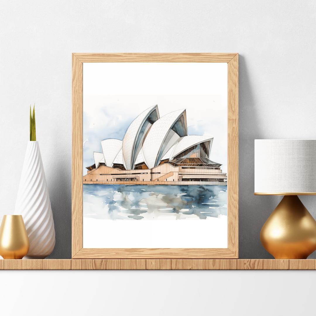 Watercolor Sydney Opera House Print | Vintage Travel Decor & Art Lovers ...