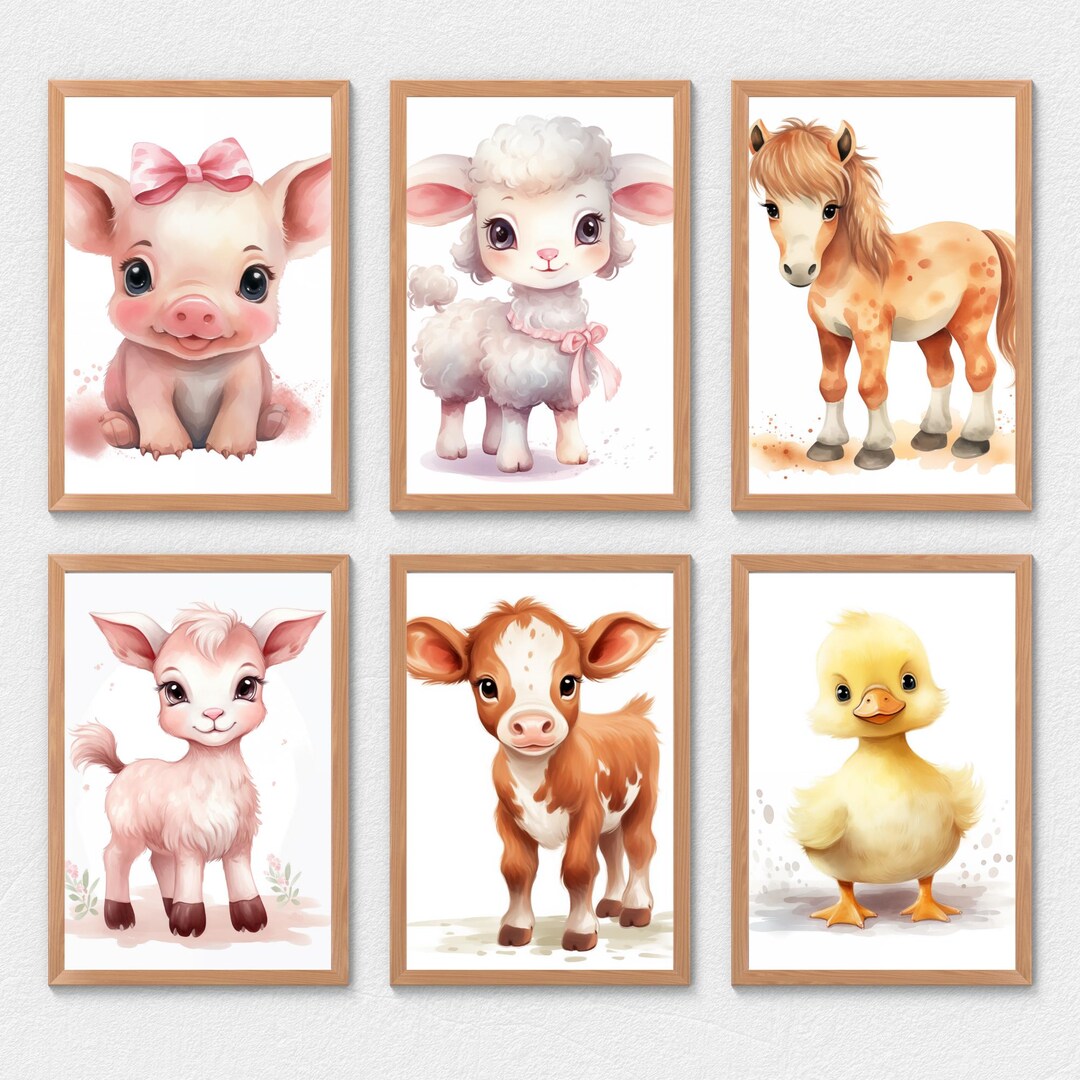 Baby Farm Animals Nursery Themed Bundle Decor Digital Printable Art ...