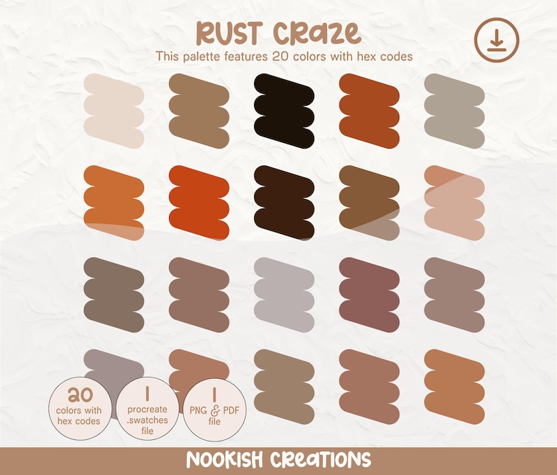 Rust Craze Color Palette Procreate Color Palette Procreate Palette ...
