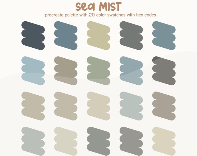 Sea Mist Color Palette Procreate Color Palette Procreate Palette Color ...