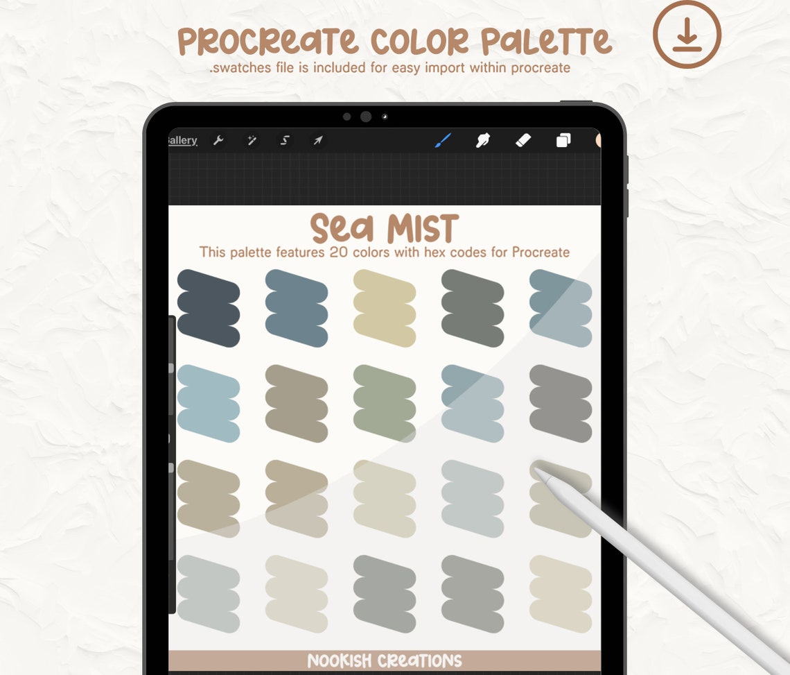 Sea Mist Color Palette Procreate Color Palette Procreate Palette Color ...