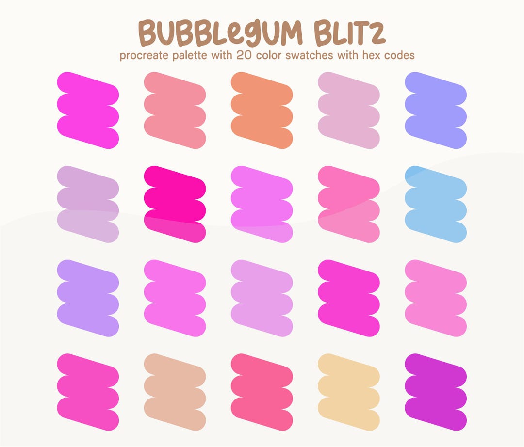 Bubblegum Blitz Color Palette • Procreate Color Palette • Procreate ...