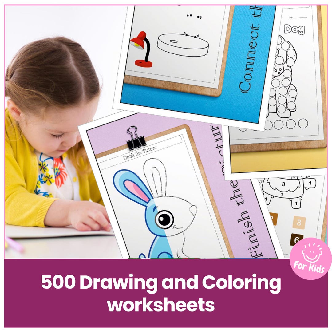 500 Drawing and Coloring Worksheets for Kids, Kids Fun Learning ...