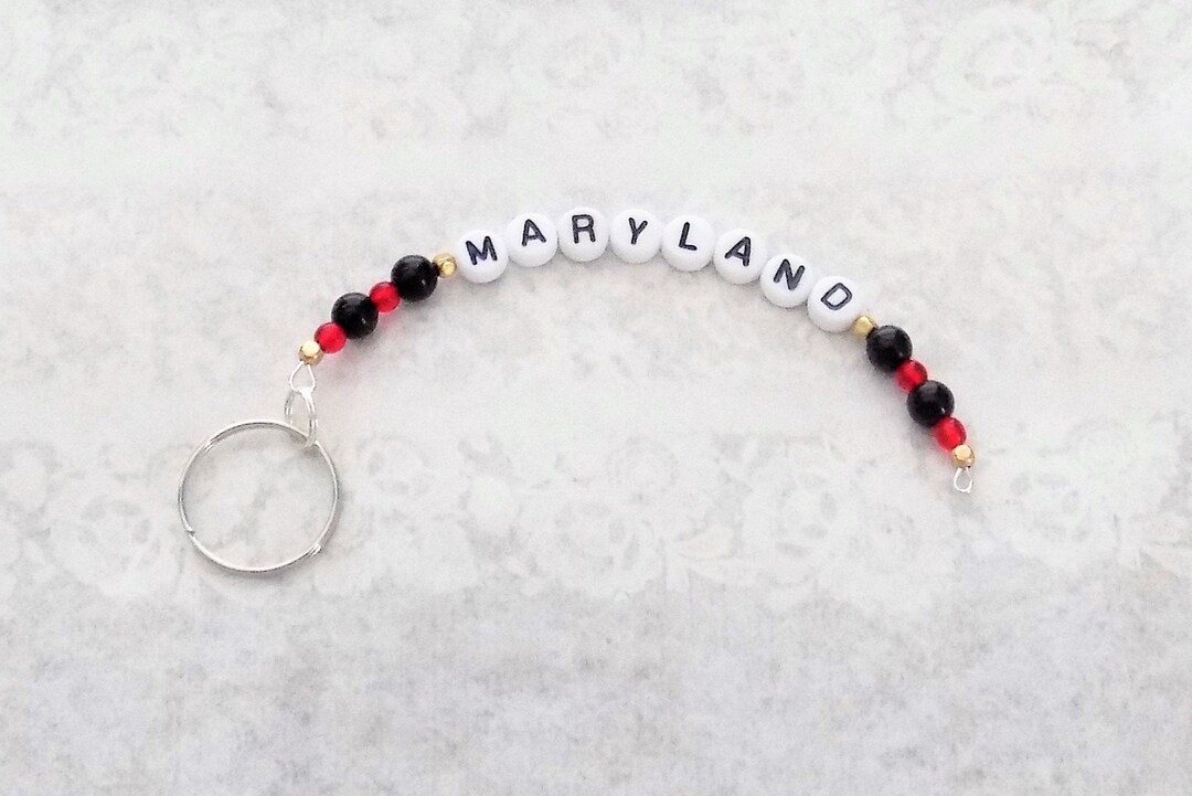 MARYLAND Memory Wire Key Chain, State Key Chain, Key Ring, Glass Beads ...