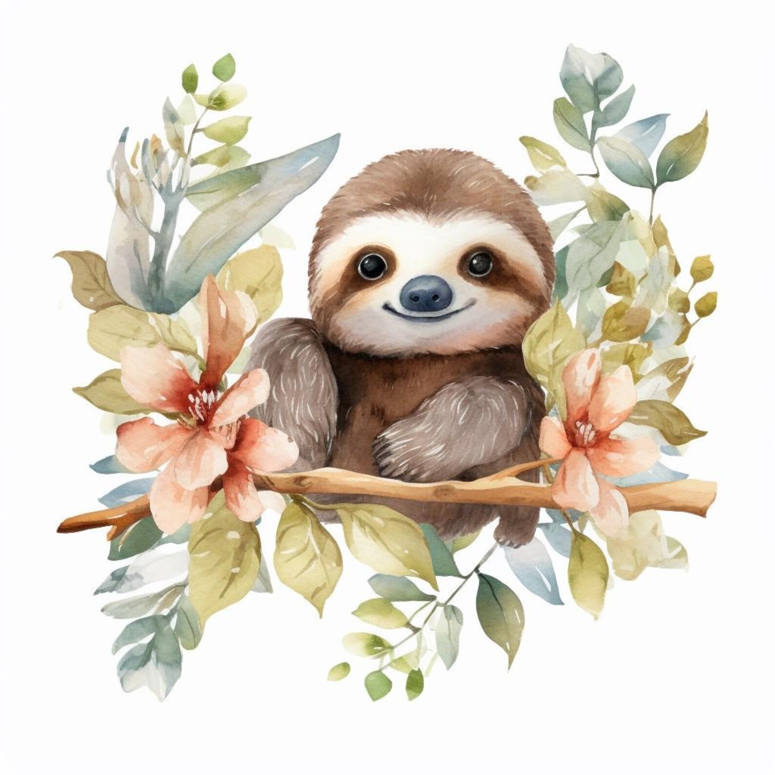 Watercolor Baby Sloths Gift Tags, Four Adorable Watercolor Pics ...