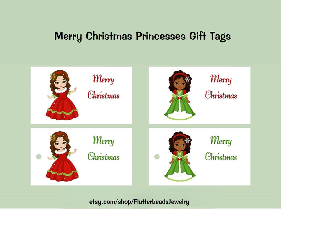 Merry Christmas Princesses Gift Tags, Cute Adorable Gift Tags ...