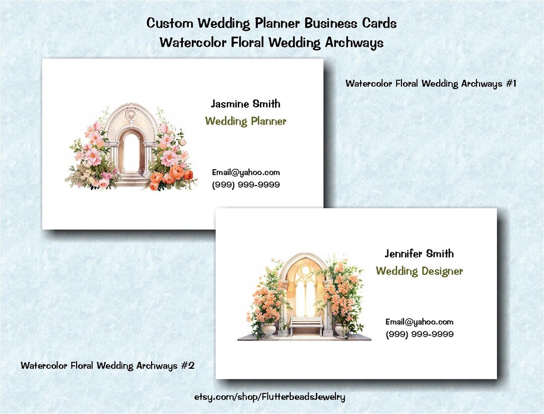 Custom Wedding Planner Business Cards, Wedding Archways Set #1, Event ...