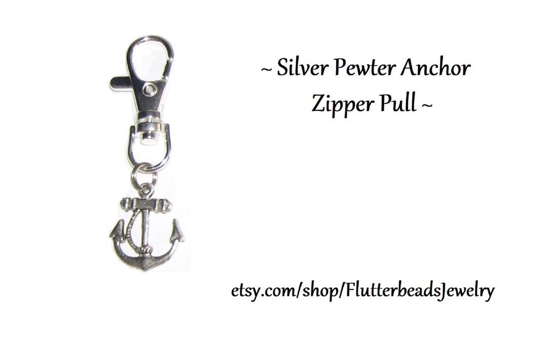 Antique Pewter Anchor Zipper Pull, Anchor Charm, Anchor Zipper Clip ...