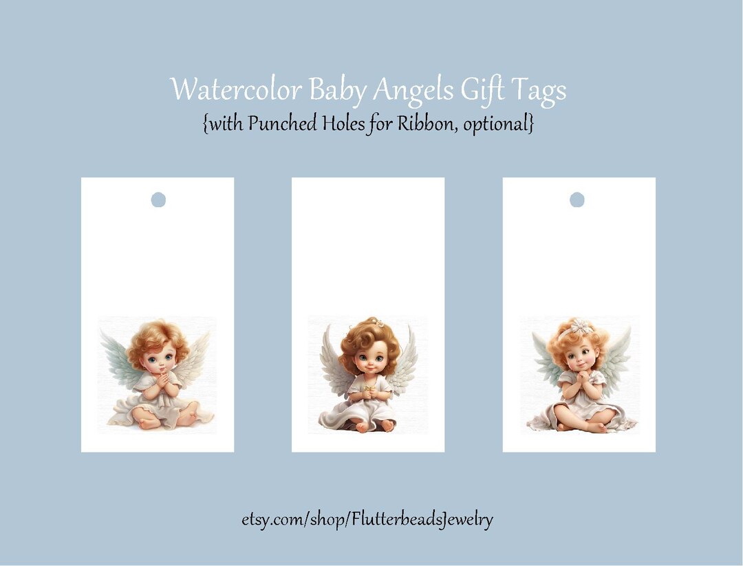 Watercolor Baby Angels Gift Tags, Six Adorable Watercolor Angels ...