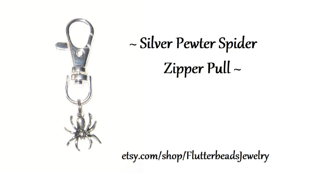 Antique Pewter Spider Zipper Pull, Spider Zipper Clip, Jacket Zipper ...