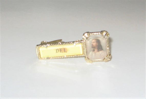 Rare Vintage Gold Plated Jesus Tie Clip with the DEL … - Gem