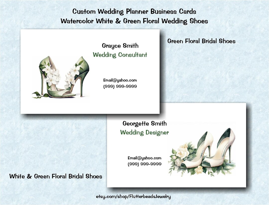 Custom Wedding Planner Business Cards, Wedding Shoes Set #4, Event ...