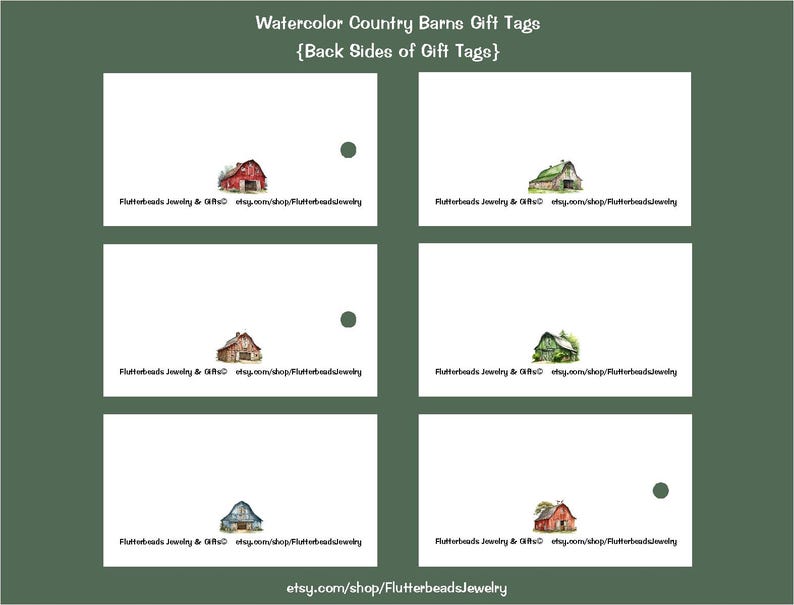 Watercolor Country Barns Gift Tags, Store Tags, 6 Beautiful Barns ...
