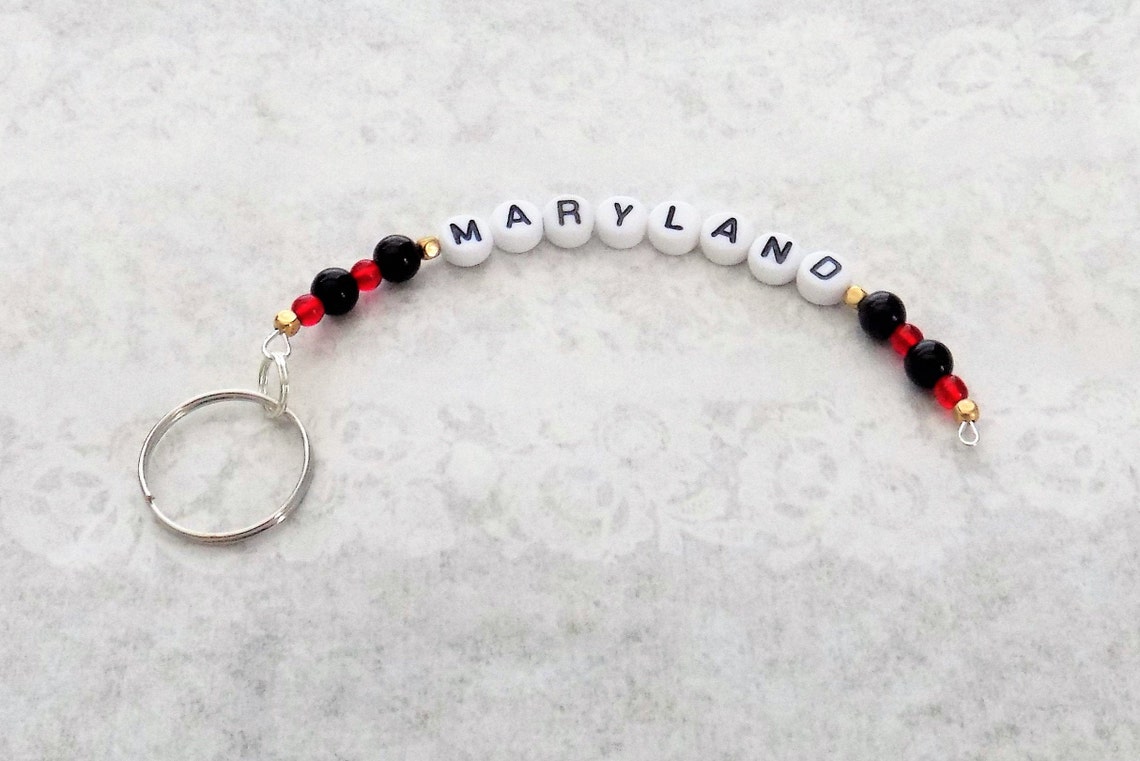 MARYLAND Memory Wire Keychain, State Keychain, Beaded Keychain, Gift ...