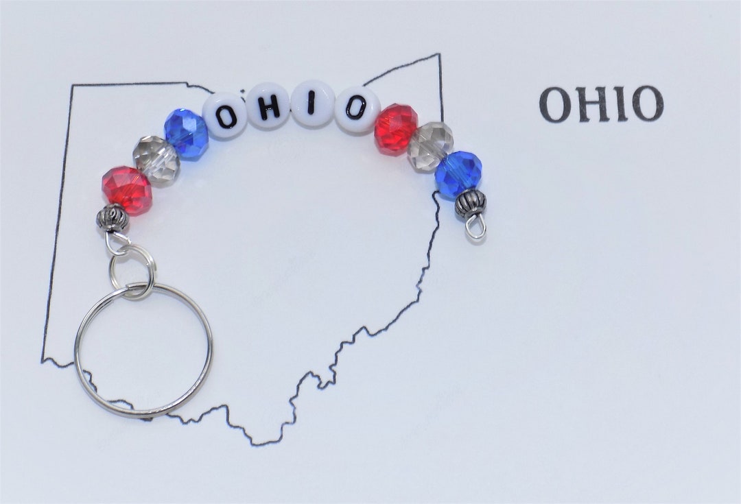 OHIO Memory Wire Key Chain, State Key Chain, Electric Blue, Gray, Ruby ...