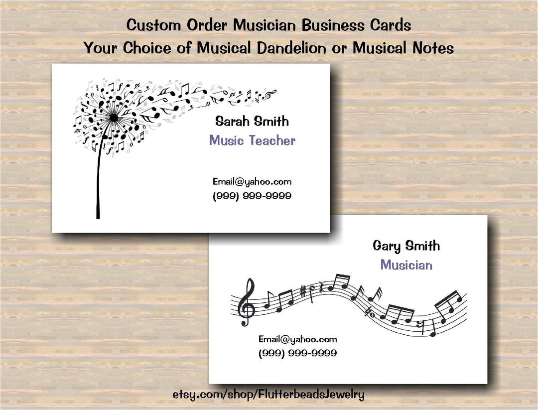 Custom Made Musician Business Cards, Music Teacher, Artist, Music ...