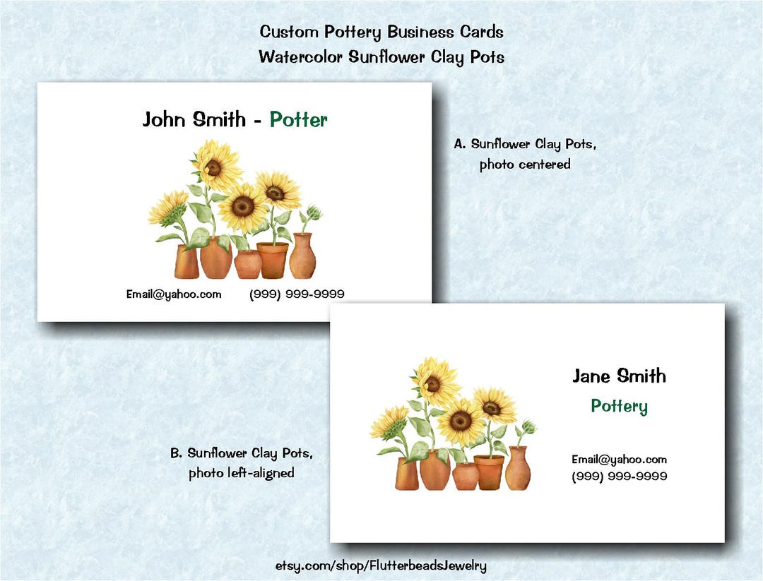 Custom Made Pottery Business Cards for Potter, Artist, Crafter ...