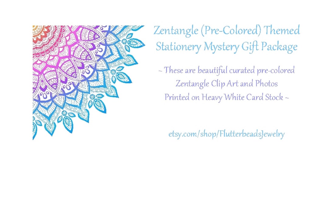 Zentangle Themed Pre-colored Stationery Mystery Packages, 14 Themes ...