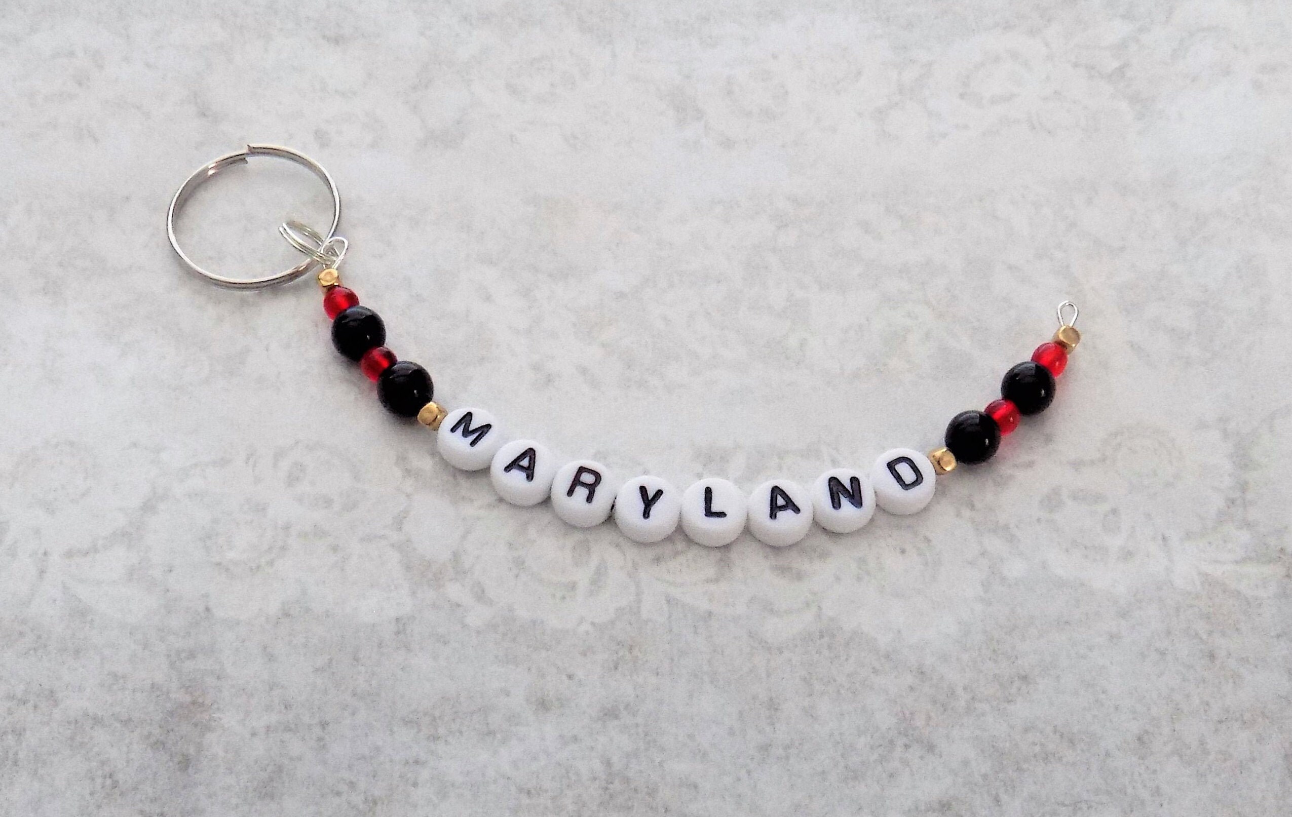 MARYLAND Memory Wire Keychain, State Keychain, Beaded Keychain, Gift ...