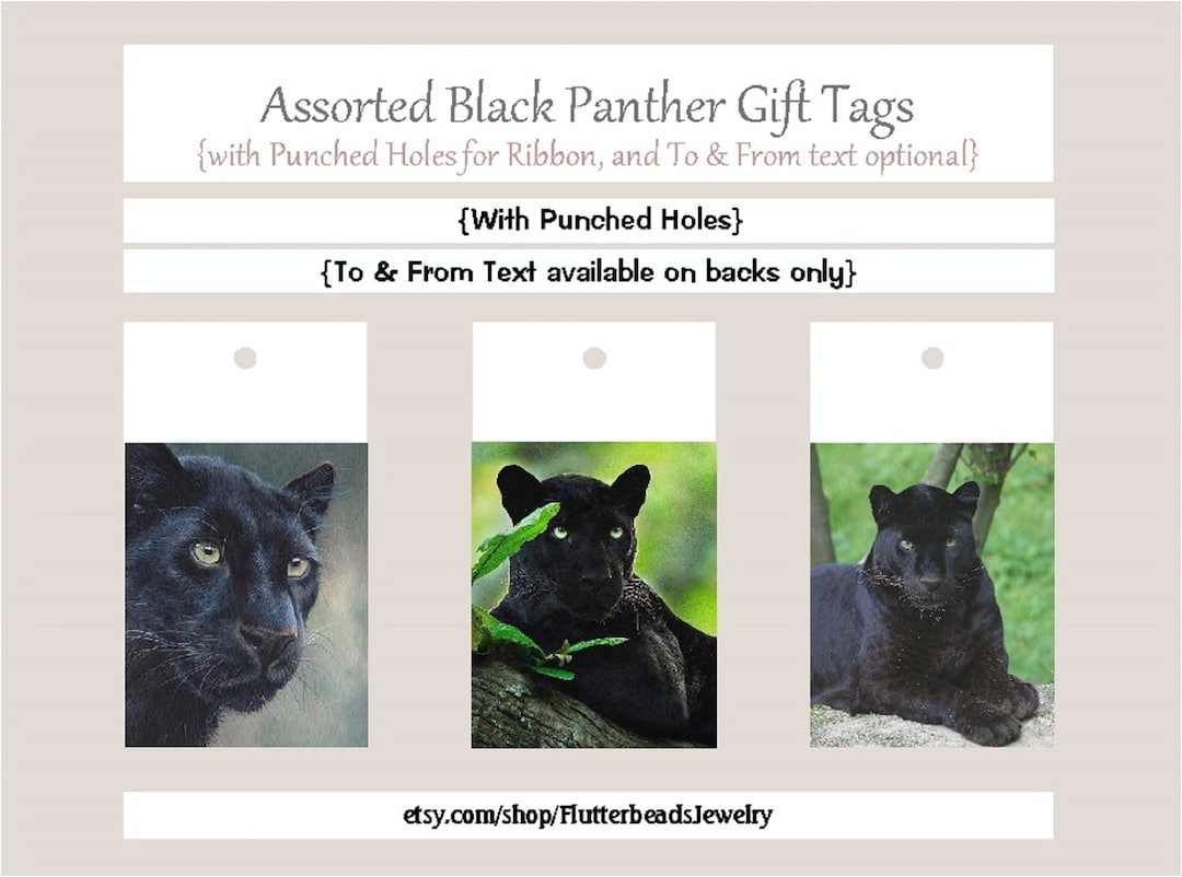Black Panther Assorted Gift Tags, Set of 3 Designs, Birthdays, Mothers ...