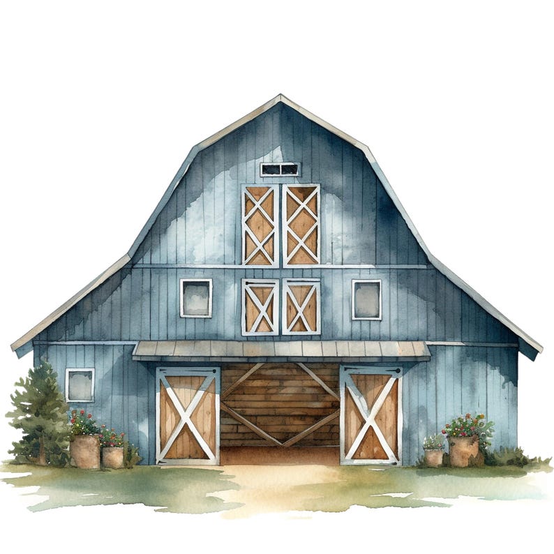 Watercolor Country Barns Gift Tags, Store Tags, 6 Beautiful Barns ...