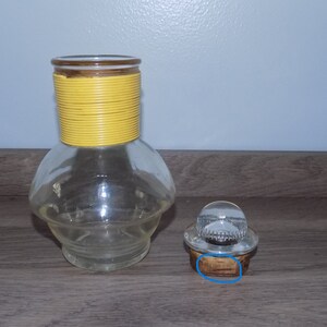 Vintage Mckee Glasbake Hottle Glass Carafe, Cork Lid Topper, Yellow ...