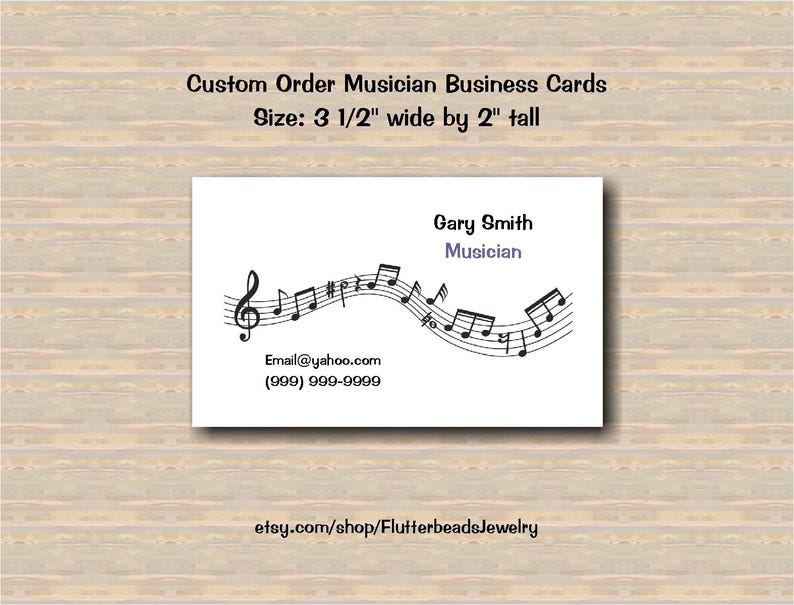 Custom Made Musician Business Cards, Music Teacher, Artist, Music ...