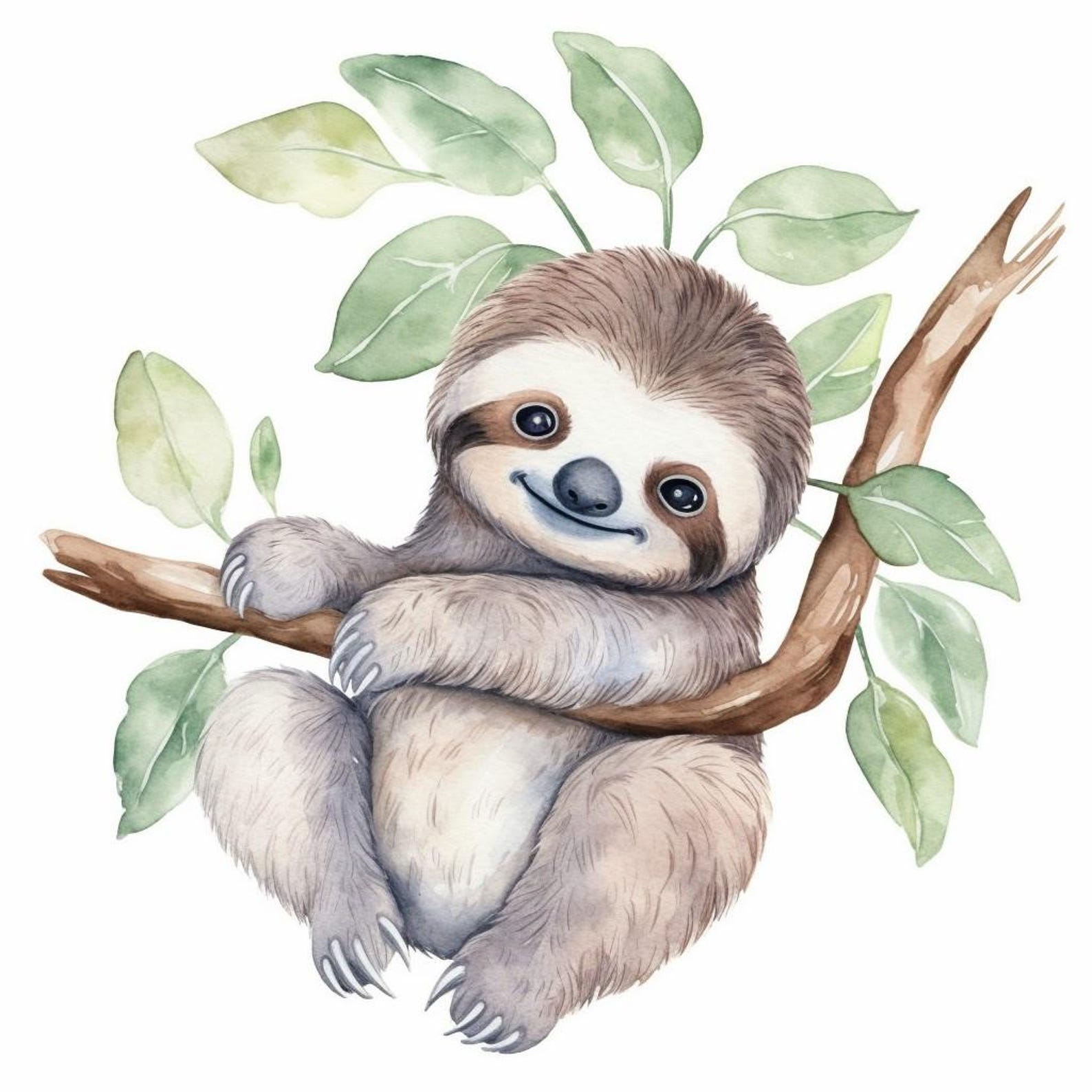 Watercolor Baby Sloths Set #2 Gift Tags, Four Adorable Watercolor Pics ...