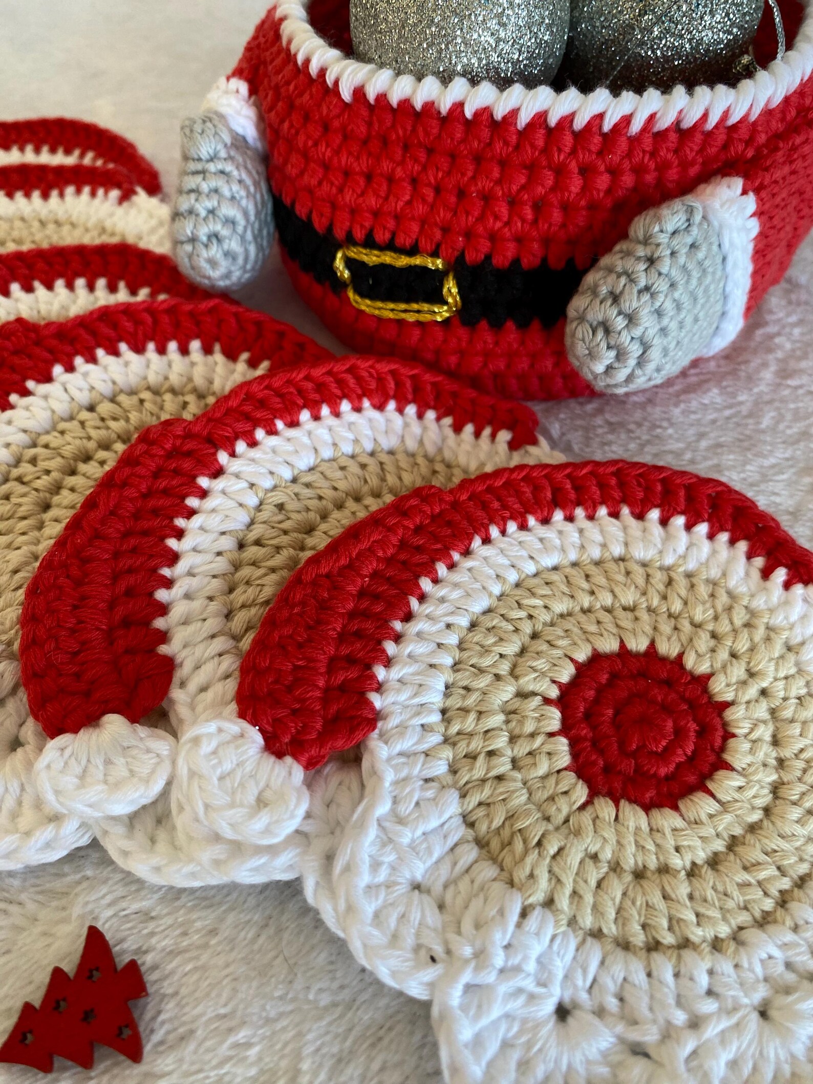 Xmas Coaster - Xmas Santa Coaster - Xmas Crochet Coaster - Coasters ...