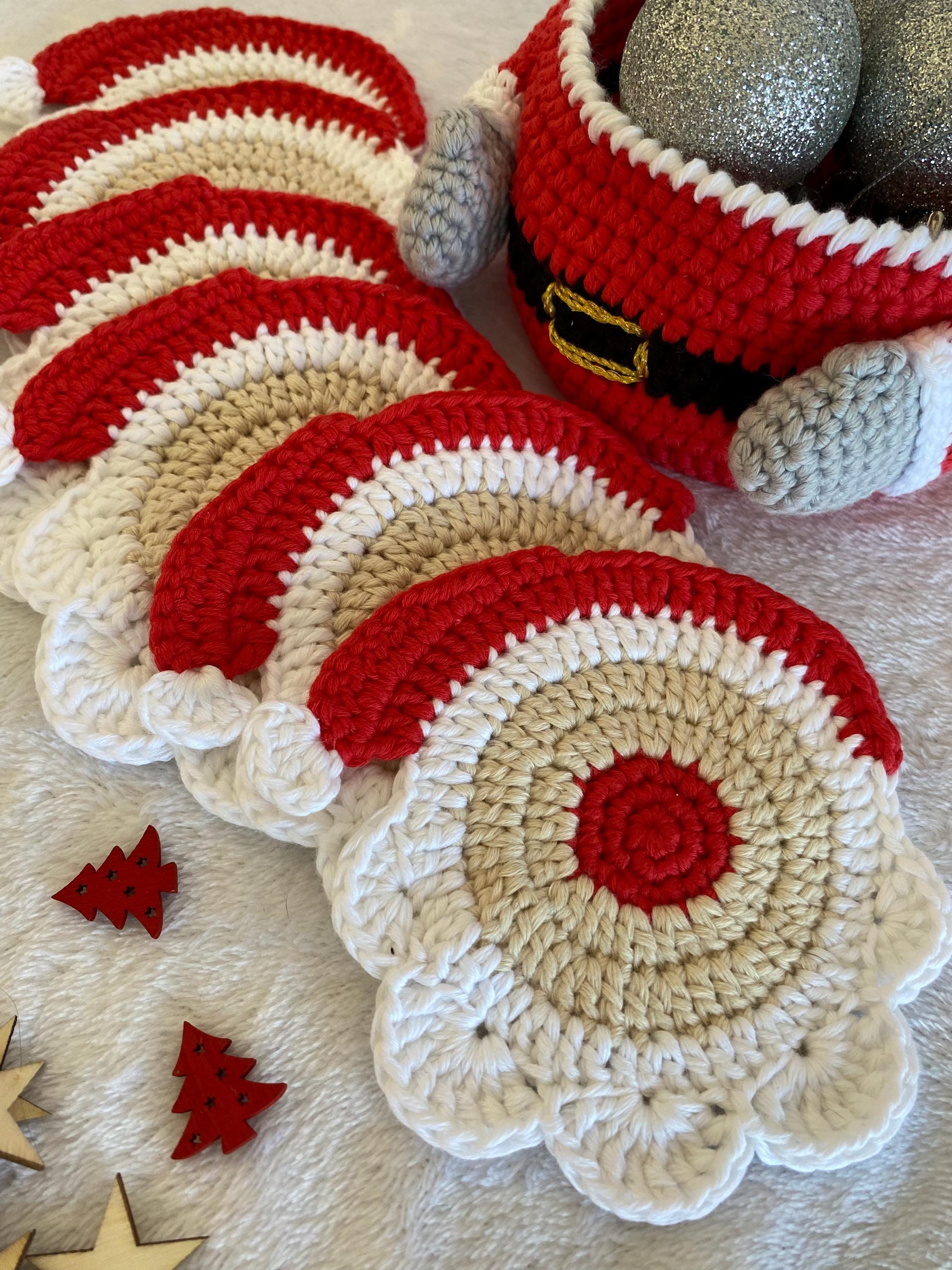 Xmas Coaster - Xmas Santa Coaster - Xmas Crochet Coaster - Coasters ...