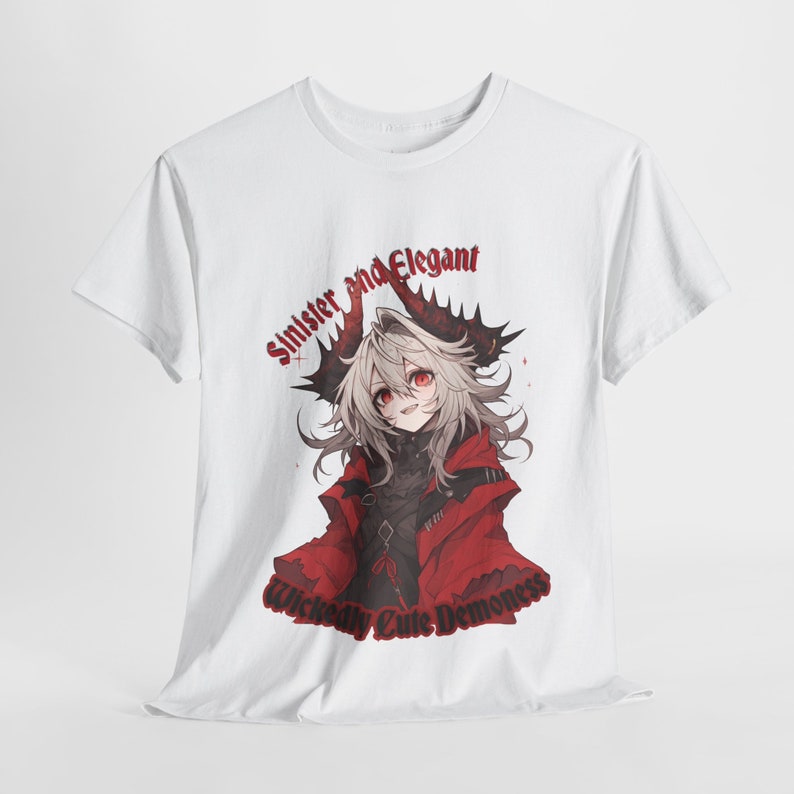 Cute Anime Demoness T-shirt, Gothic Anime Girl Tee, Sinister Elegant ...