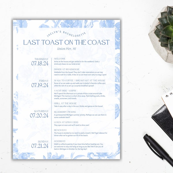 Bachelorette Last Toast on the Coast Template - Etsy