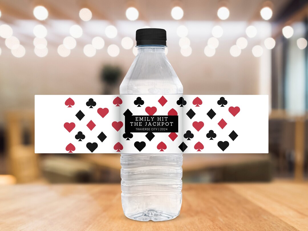 Custom Bride Hit the Jackpot Water Bottle Labels for Bridal Shower ...